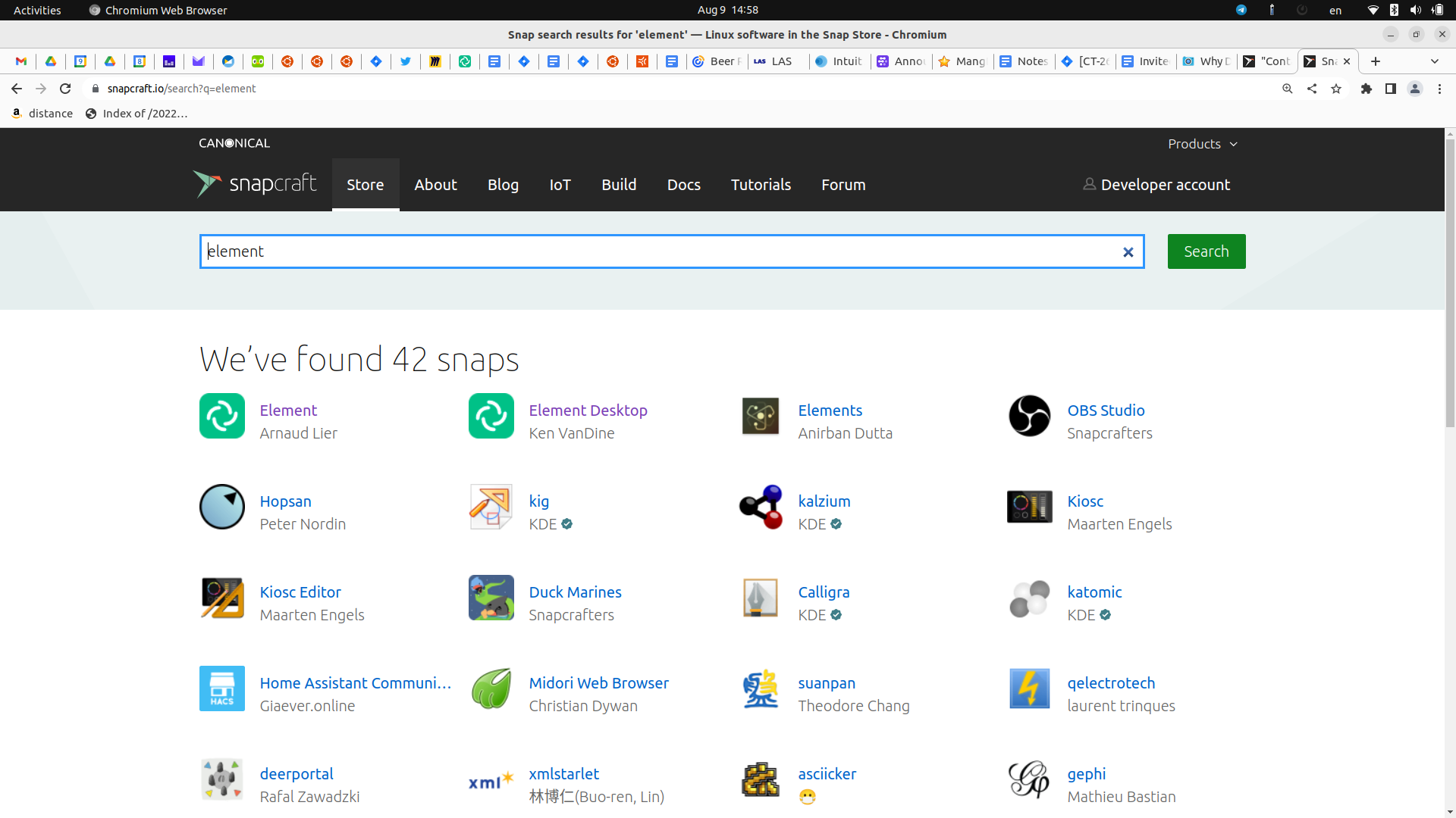 "Contact " for element-client snap uses bad email - store - snapcraft.io